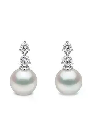 Yoko London Akoya Pearl And Diamond Earrings - Silver