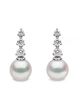 Yoko London 18k White Gold Akoya Pearl And Diamond Earrings - Silver