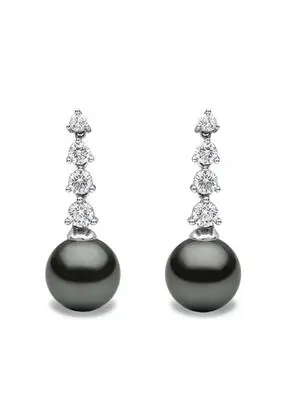 Yoko London 18k White Gold Tahitian Pearl And Diamond Earrings - Silver