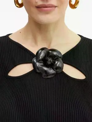 SIMONA CORSELLINI Flower Appliqué Cutout Mini Dress