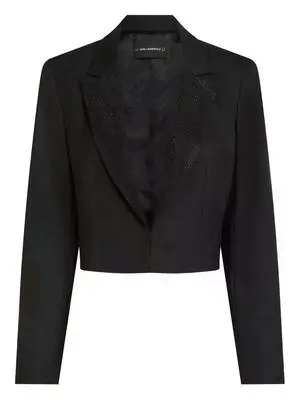 Karl Lagerfeld Rhinestone Lapel Cropped Jacket