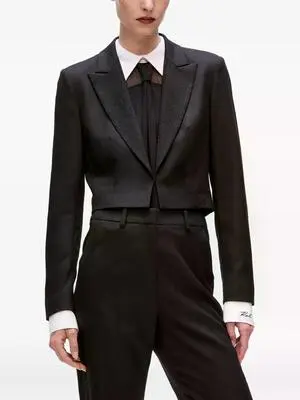 Karl Lagerfeld Rhinestone Lapel Cropped Jacket