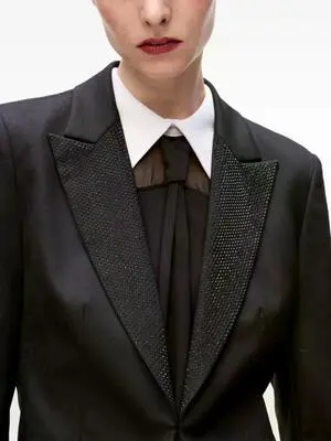 Karl Lagerfeld Rhinestone Lapel Cropped Jacket