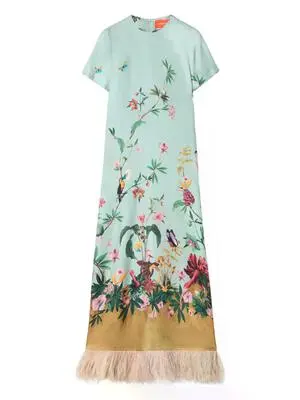 La DoubleJ Swing Floral-panel Maxi Dress - Blue