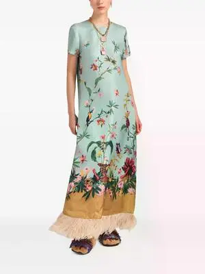 La DoubleJ Swing Floral-panel Maxi Dress - Blue