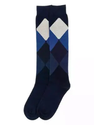 BALLANTYNE Diamond Patterned Stocking - Blue
