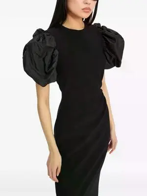 ROTATE BY BIRGER CHRISTENSEN Draped Puff-sleeve Midi Dress