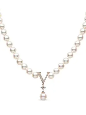 Yoko London 18k Rose Gold Akoya Pearl And Diamond Necklace - Pink