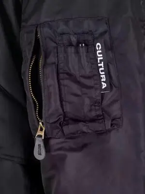 CULTURA Zip Bomber Coat With Logo Detail