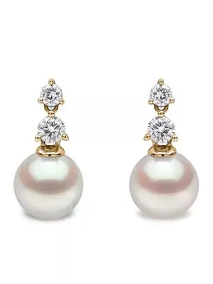 Yoko London 18k Yellow Akoya Pearl And Diamond Earrings - Gold