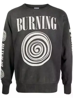 SAINT MXXXXXX Slogan-print Distressed-finish Sweatshirt - Black