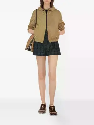 Burberry Belted Checked Denim Shorts