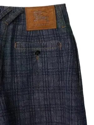 Burberry Belted Checked Denim Shorts