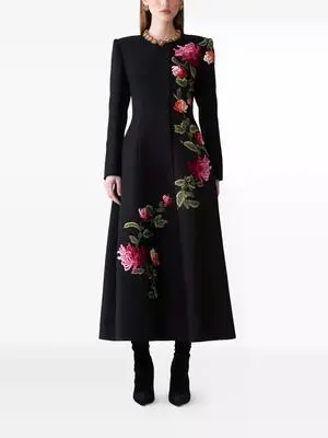 Carolina Herrera A-line Coat With Floral Embroidery