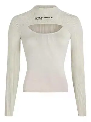 Karl Lagerfeld Cut-out Mock-neck Sweater - Neutrals