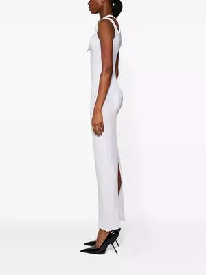MUGLER Plaque Detail Maxi Knitted Dress - White