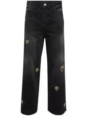 NAHMIAS Beaded Sun Wide Leg Jeans