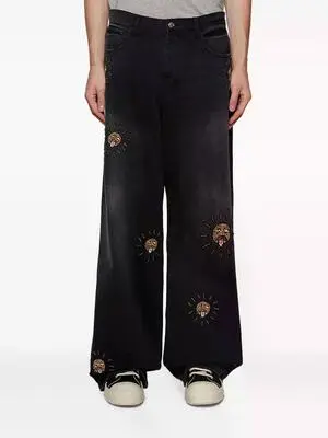 NAHMIAS Beaded Sun Wide Leg Jeans