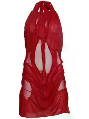 DI PETSA Draped Halterneck Mini Dress - Red