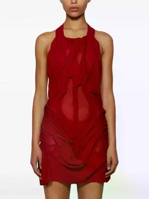 DI PETSA Draped Halterneck Mini Dress - Red
