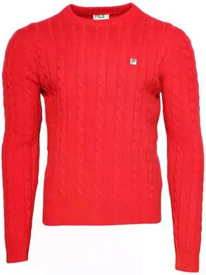 FILA Cable Knit Crew Neck Jumper - Red