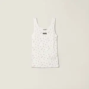 Miu Miu Ribbed Jersey Tank Top
