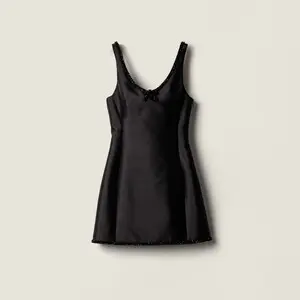 Miu Miu Embroidered Silk And Wool Mini-dress - Black