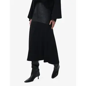 LEEM Faux-leather Layered Maxi Skirt
