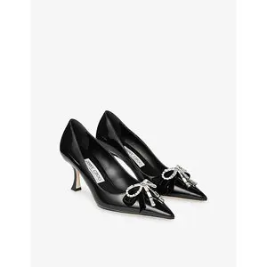 JIMMY CHOO Auria 70 Spazzolato Leather Courts - Black/crystal