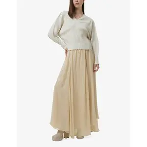 LEEM Woven Maxi Skirt With Asymmetric Hem