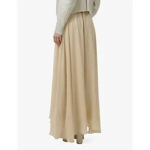 LEEM Woven Maxi Skirt With Asymmetric Hem