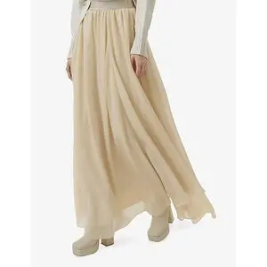 LEEM Woven Maxi Skirt With Asymmetric Hem