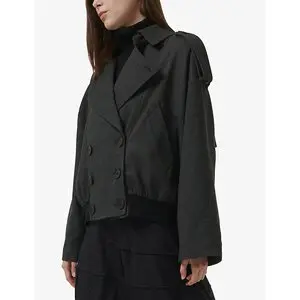 LEEM Woven Double-breasted Trench Bomber Jacket