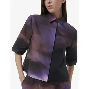 LEEM Printed Boxy Cotton Shirt