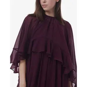 LEEM Woven Frilled Cape Maxi Kaftan