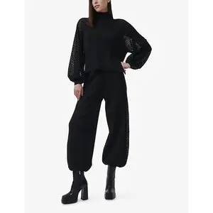 LEEM Relaxed-fit Knitted Trousers With Mesh Panel