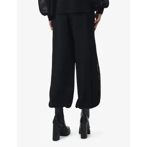 LEEM Relaxed-fit Knitted Trousers With Mesh Panel