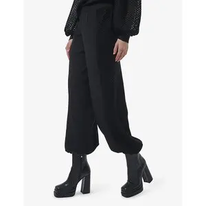 LEEM Relaxed-fit Knitted Trousers With Mesh Panel