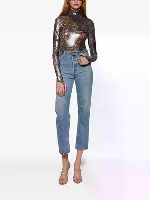 MUGLER Printed High-neck Bodysuit