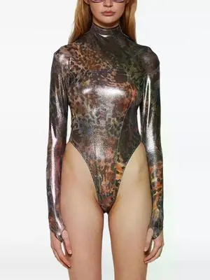 MUGLER Printed High-neck Bodysuit
