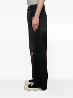 NAHMIAS Beaded Sun Wide Leg Jeans - Black