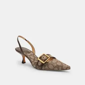 COACH Margot Signature Jacquard Slingbacks - Oak/maple