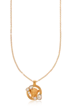 Versace Necklace With Pendant And Crystals - Gold