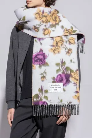Acne Studios Scarf With Logo - Grey