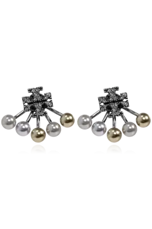 Tory Burch Earrings With Crystals And Pearls - Silver