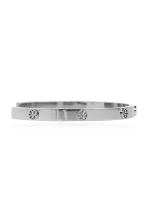 Tory Burch Brass Logo Bangle - Silver