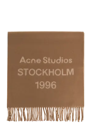 Acne Studios Scarf With Logo Brown