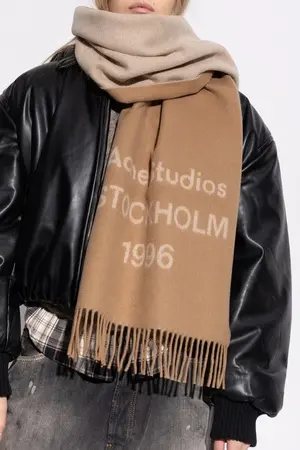 Acne Studios Scarf With Logo - Brown