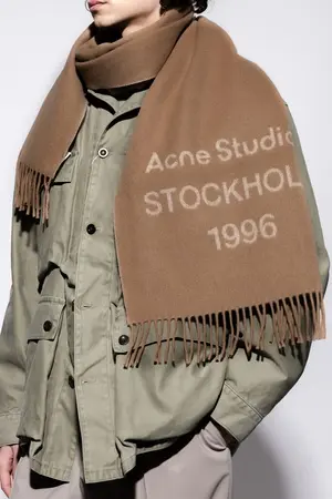 Acne Studios Scarf With Logo - Brown