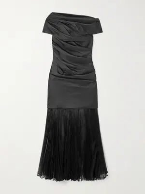 SIMKHAI Tiered Pleated Satin Gown